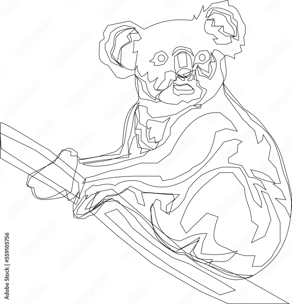 koala abstract silhouette illustration vector sketch for kids coloring ...