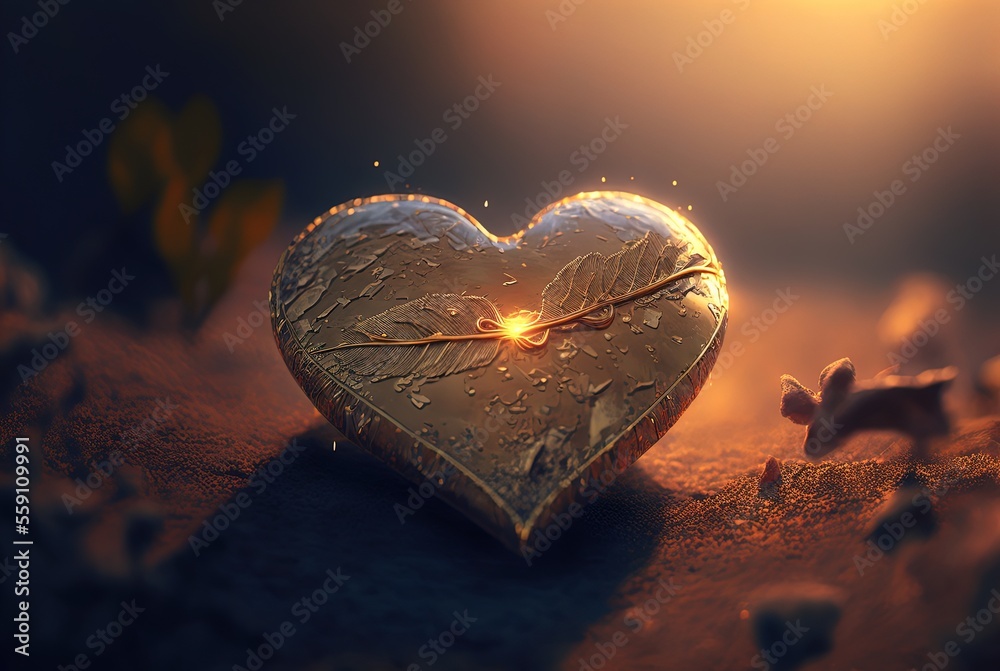 simple stone carving heart shape on dirt ground illustration, idea for ...