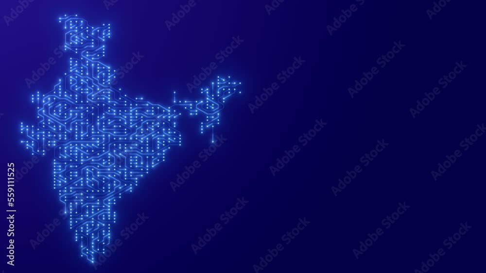 Digital Map of India with blue circuit board background. India Map with ...