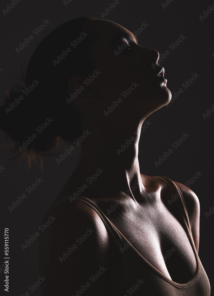 Woman Beauty Silhouette Face And Dark Sexy With Cosmetics And Seductive Fantasy With