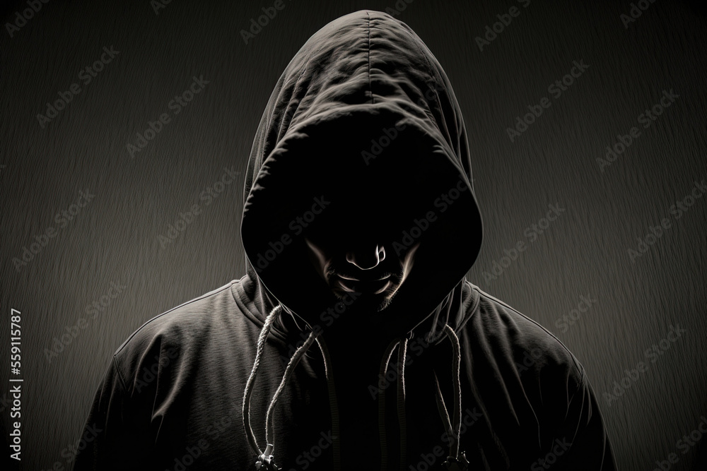 scary and creepy man hiding in the shadows with the face and identity ...