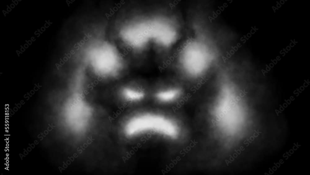 Vídeo do Stock: Scary 2D animation of samurai demon ghost face. Creepy ...