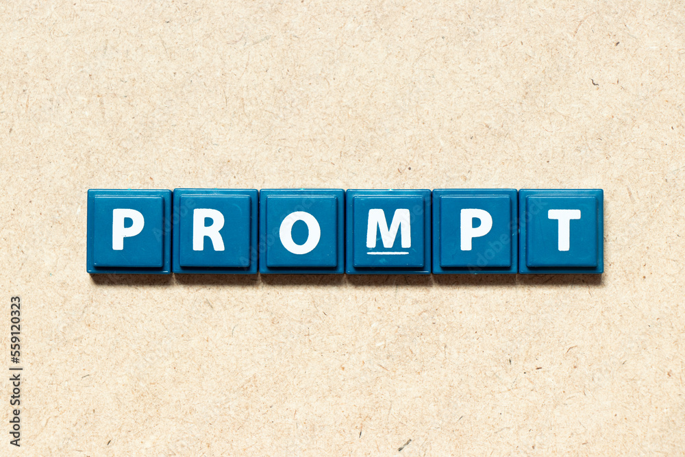 Tile alphabet letter in word prompt on wood background Stock Photo ...