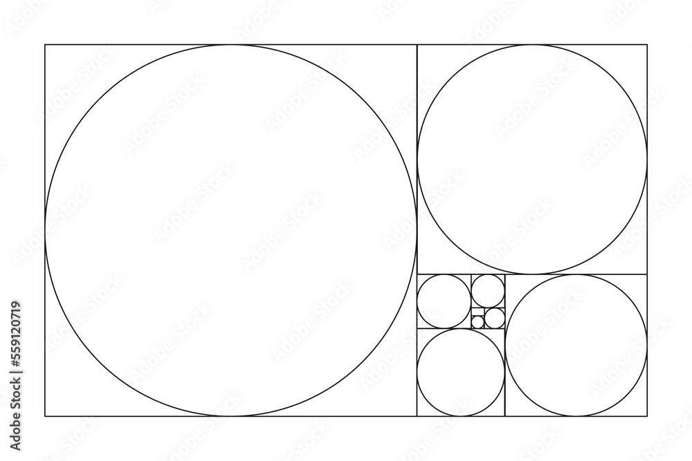 Golden ratio template. Divine, golden proportion. Method golden section ...