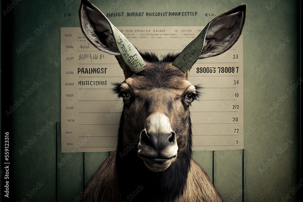 Donkey bad Animal police mugshot line up generative ai Stock ...