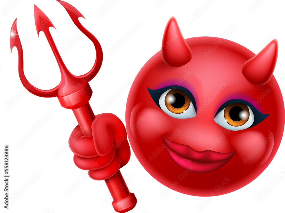 Devil Emoji Emoticon Man Face Cartoon Icon Mascot Stock Illustration ...