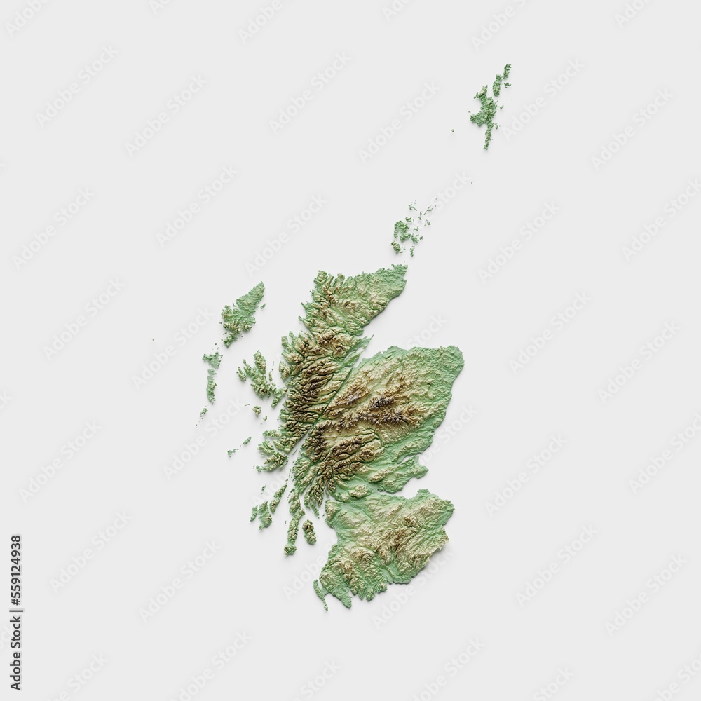 Scotland Topographic Relief Map - 3D Render Stock Illustration | Adobe ...