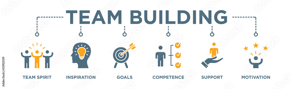 Team building building banner web icon vector illustration concept with ...