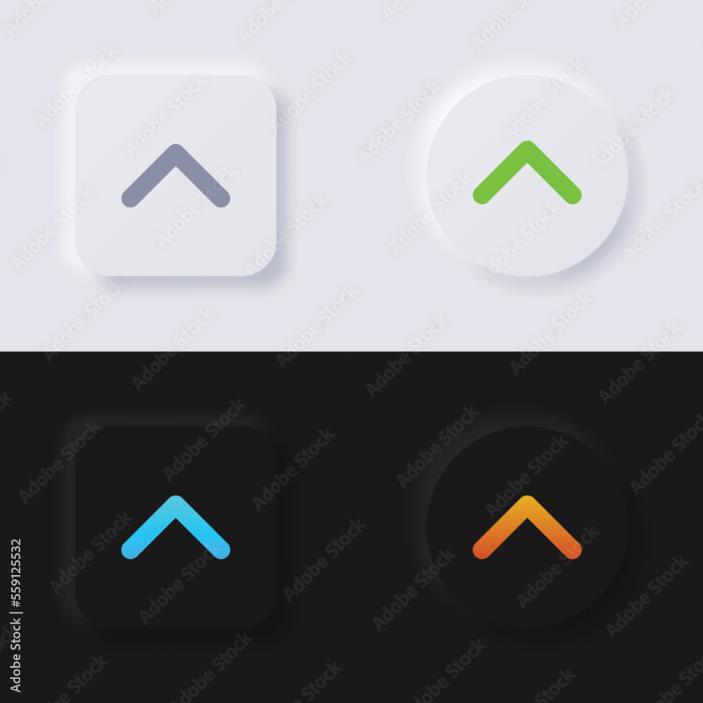 Shorten arrow button icon set, Multicolor neumorphism button soft UI ...