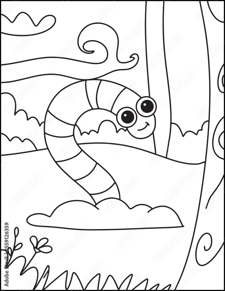 Cute Insects Coloring Pages For Kids Stock Vector | Adobe Stock