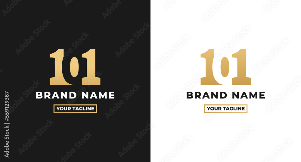 Number 101 logo or Logo Number 101 isolated on white and black ...
