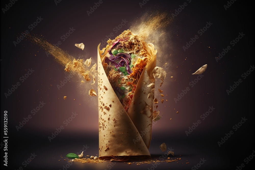 shawarma in dark background. generative AI Stock Illustration | Adobe Stock