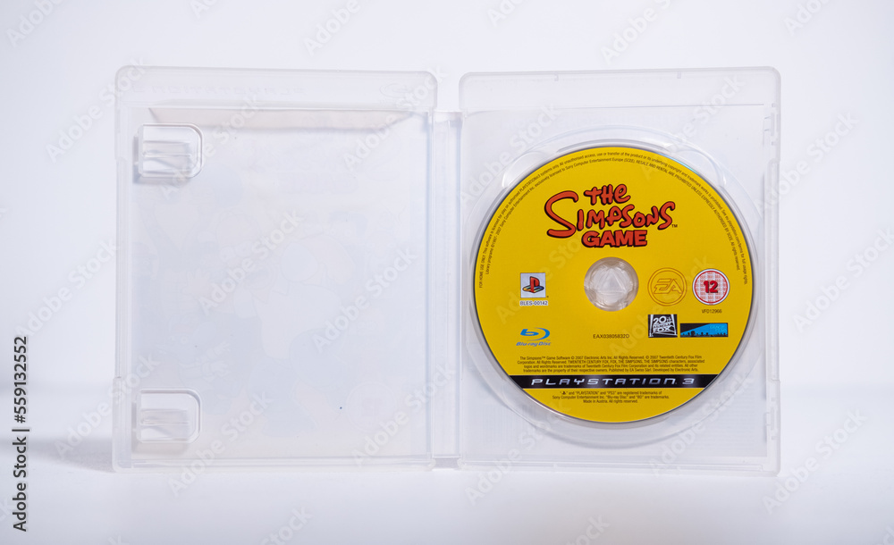 Kent, england, 01.01.2023 The Simpsons game playstation 3 video game ...