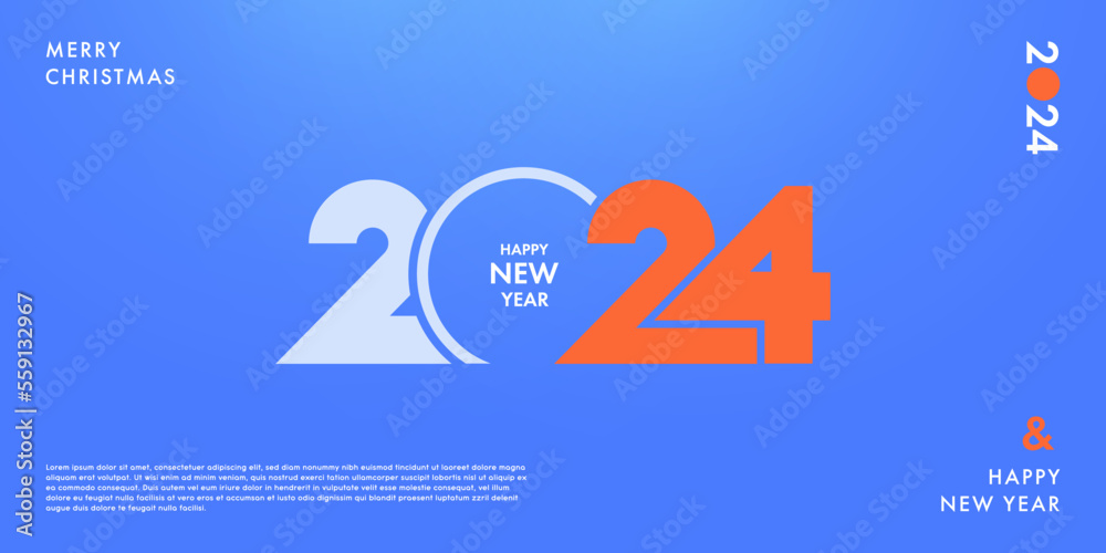 Creative concept of 2024 Happy New Year poster layout. Design template with typography logo 2024 ...