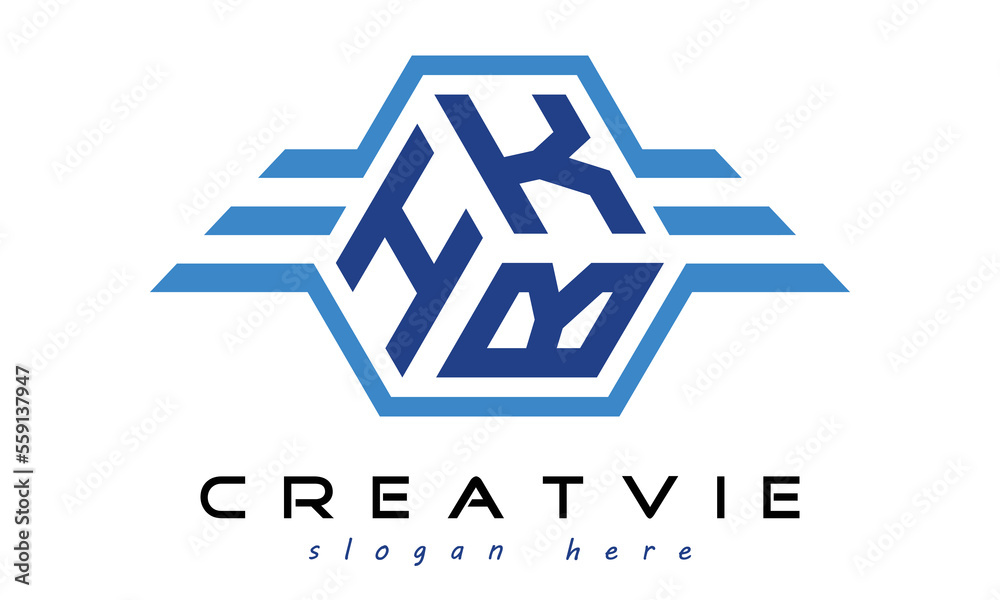 HKB three-letter geometric shape logo design vector template, isolated ...
