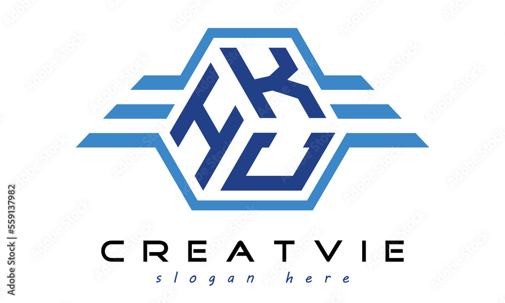 HKC three-letter geometric shape logo design vector template, isolated ...