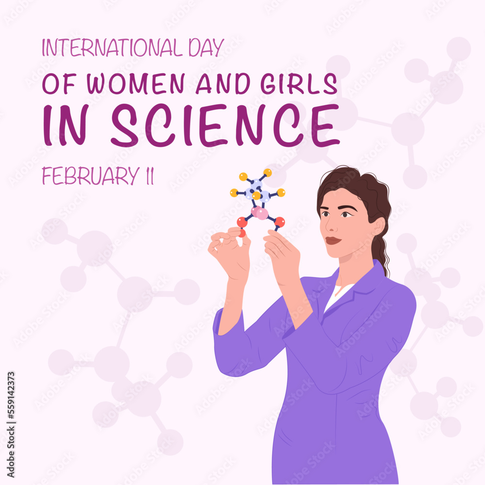 International Day of Women and Girls in Science illustration. Science ...
