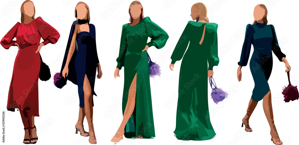 Vector silhouette of ladies, front view perfect to include in your ...