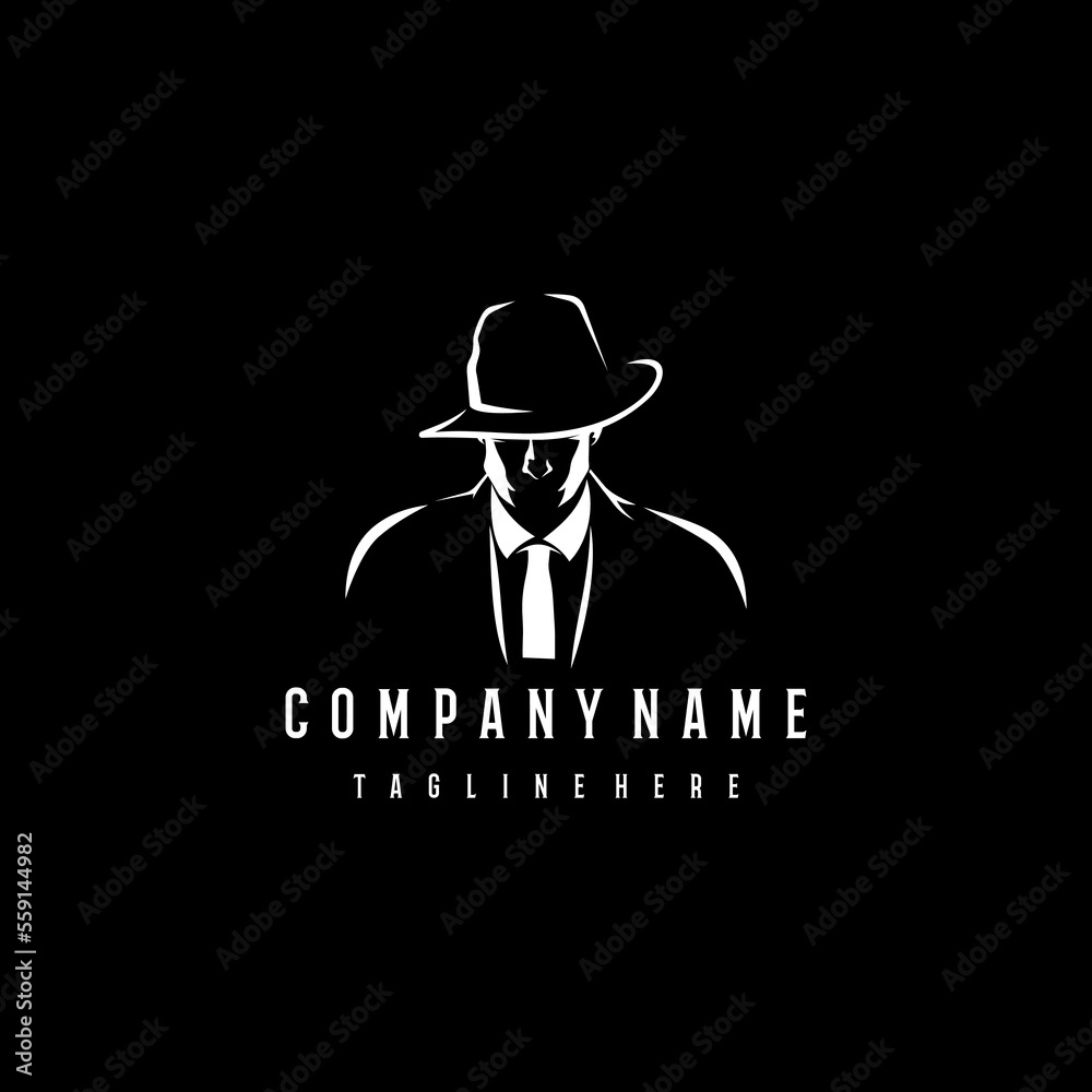 The man of detective logo design icon. The man of detective line art ...