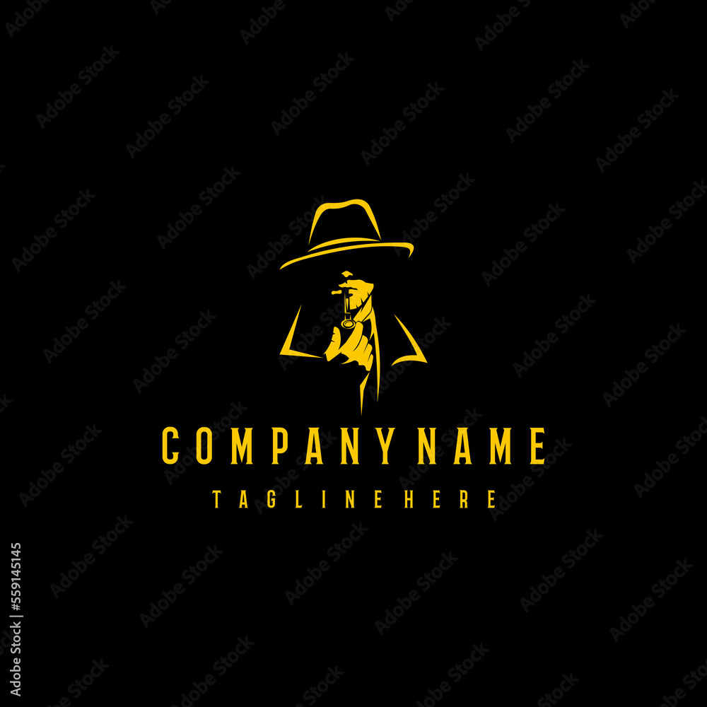 The man of detective logo design icon. The man of detective line art ...