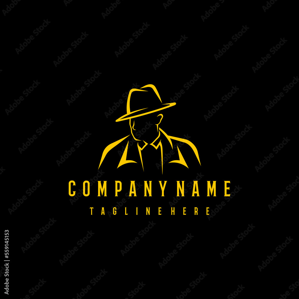 Awesome Outline Man With Hat Graphic Detective Agent Criminal Crime ...