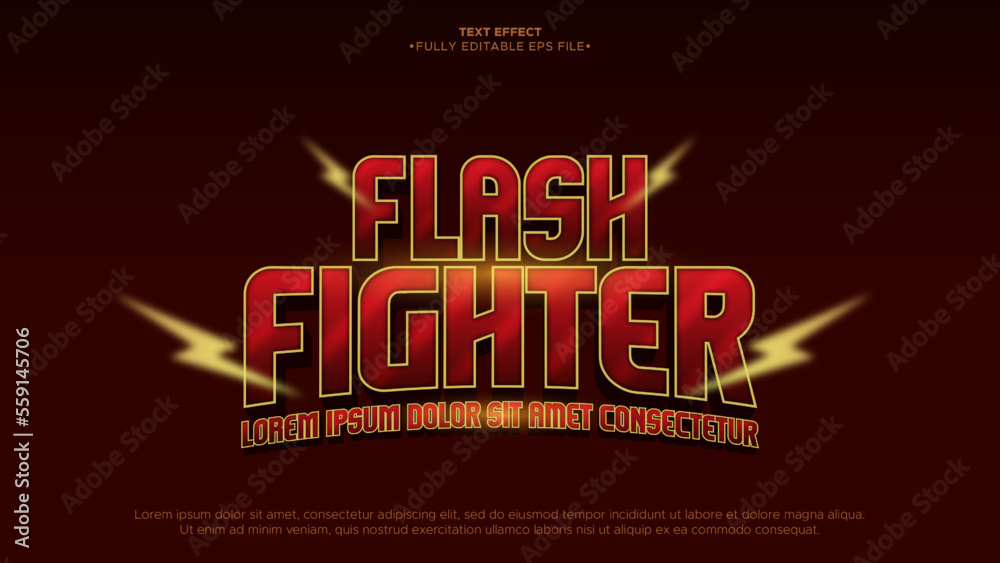flash fighter animated 3d text effect Stock Vector | Adobe Stock