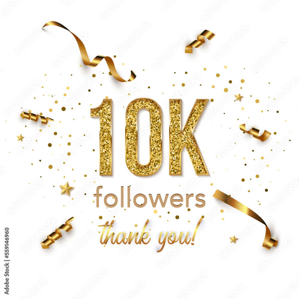 10000 followers celebration square vector banner. Social media ...