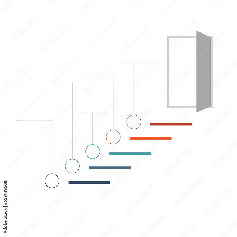 Ladder of success, leading up to an open door. Successful strategy ...
