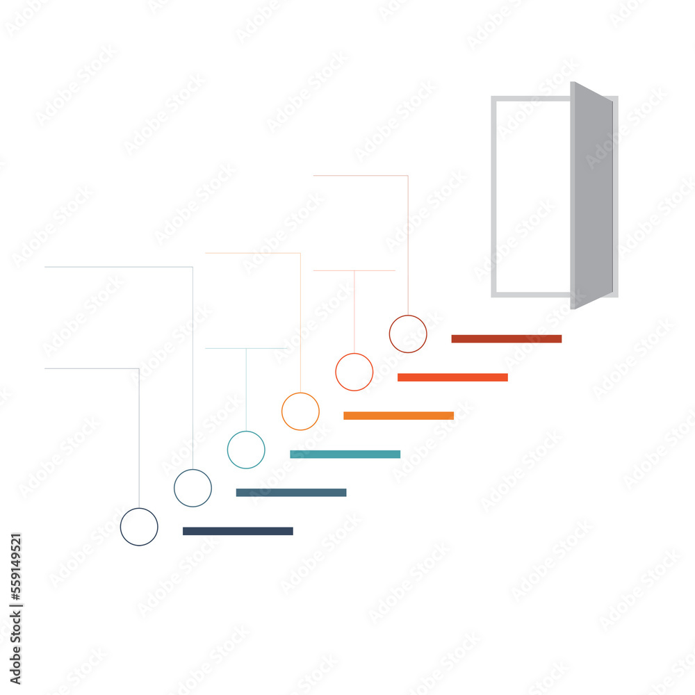Ladder of success, leading up to an open door. Successful strategy ...