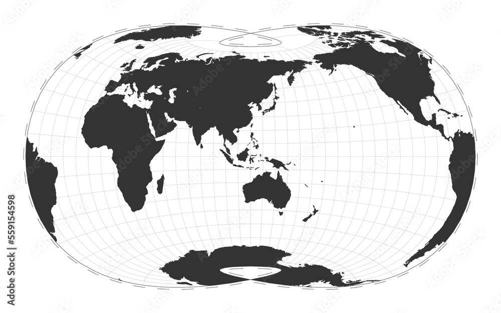 Vector world map. Laskowski tri-optimal projection. Plain world ...