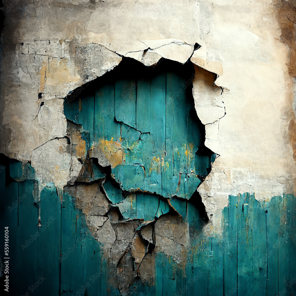 Texture background of old colour dirty crumbling brick wall. Uneven ...