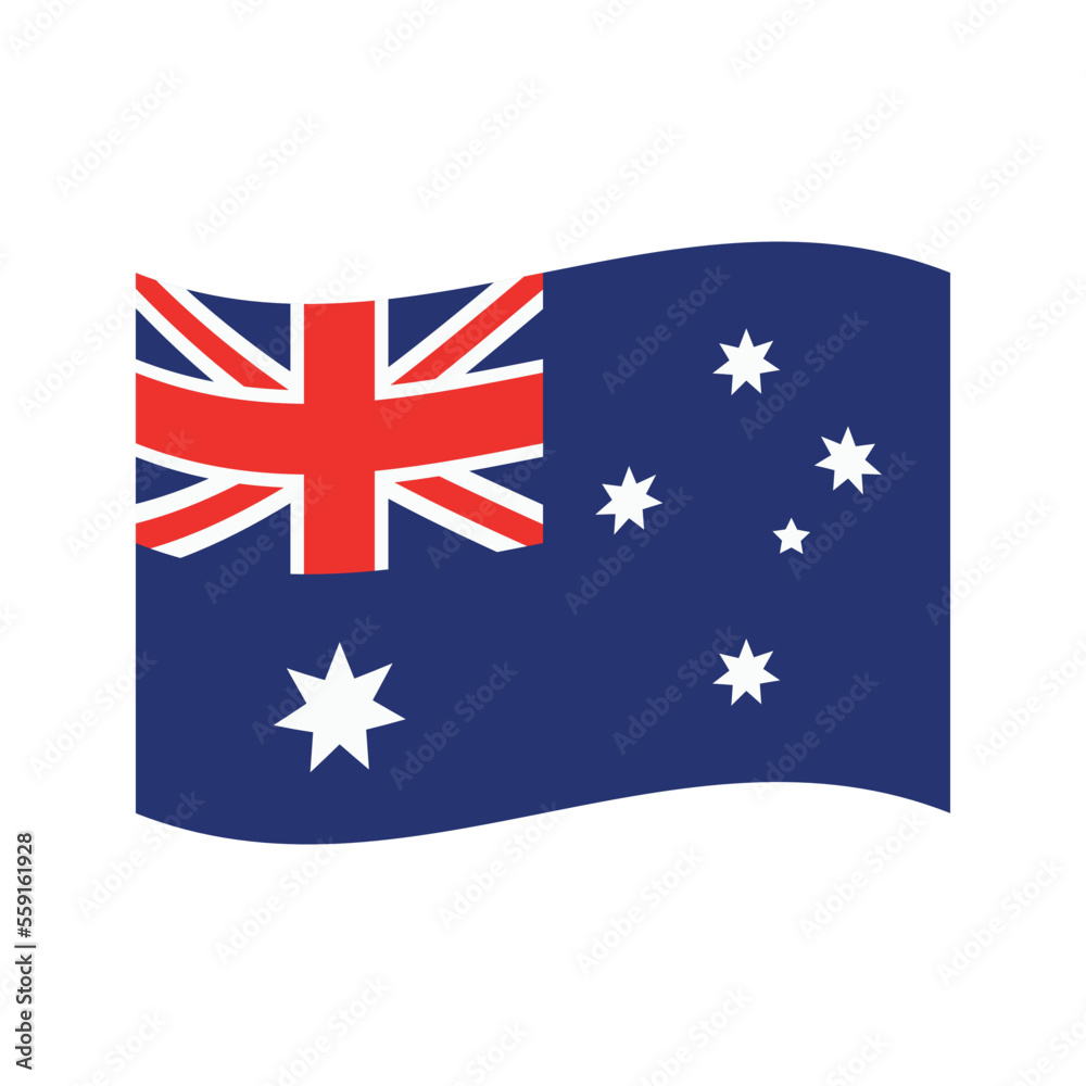 Wavy Australian flag sign. Australia day. National symbol - Australian ...