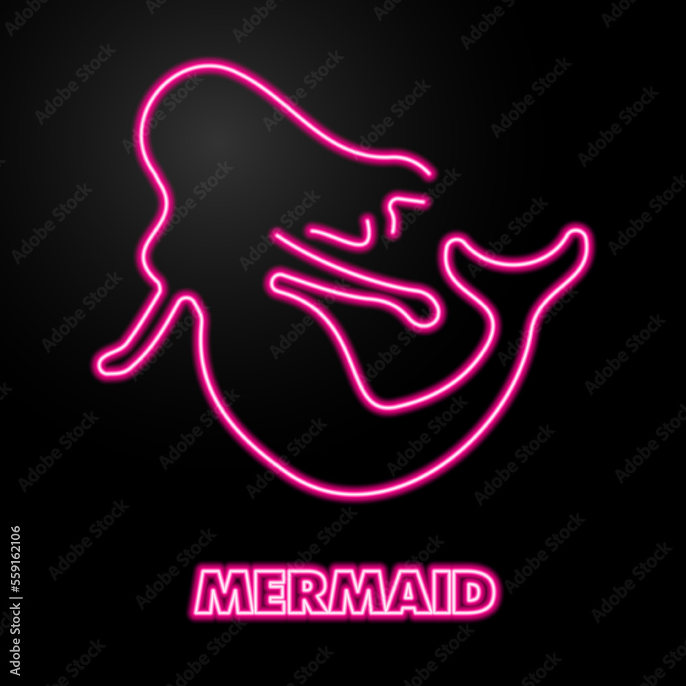 mermaid neon sign, modern glowing banner design, colorful modern design ...