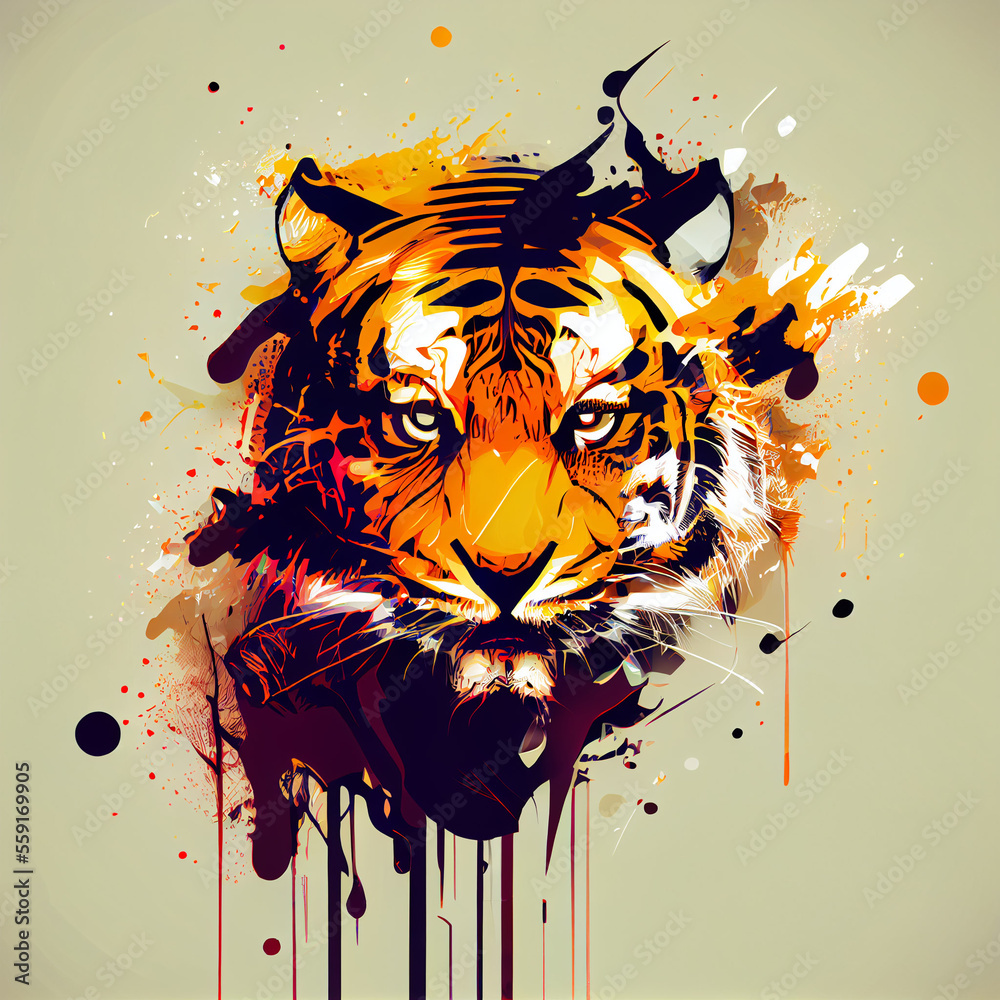 tiger, cat, vector, head, animal, illustration, wild, tattoo, face ...