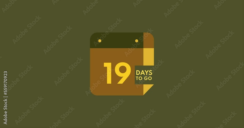 19 days to go calendar icon, 19 days countdown modern animation ...