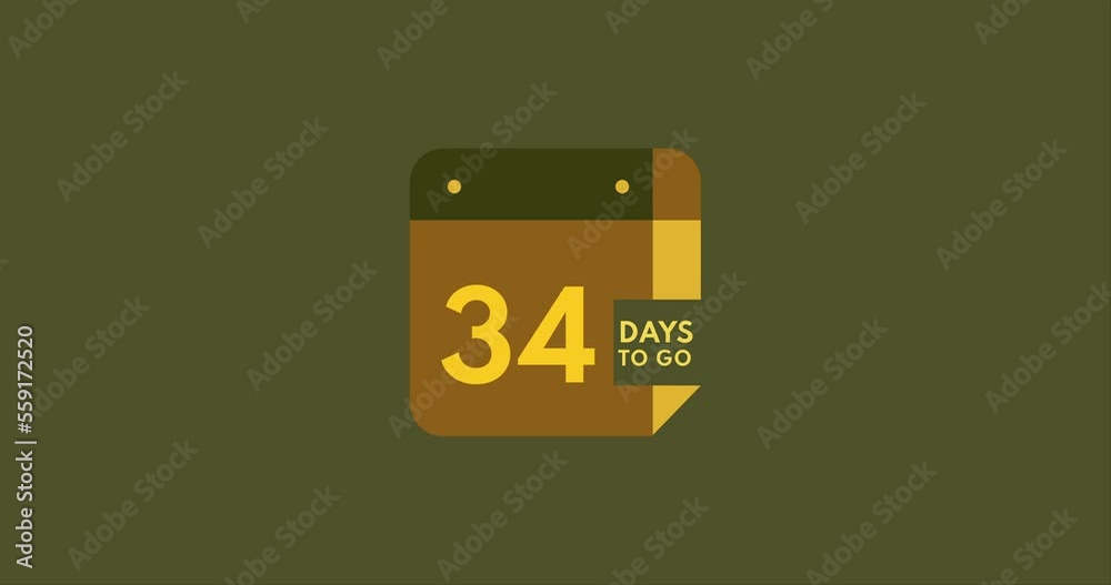 34 days to go calendar icon, 34 days countdown modern animation ...