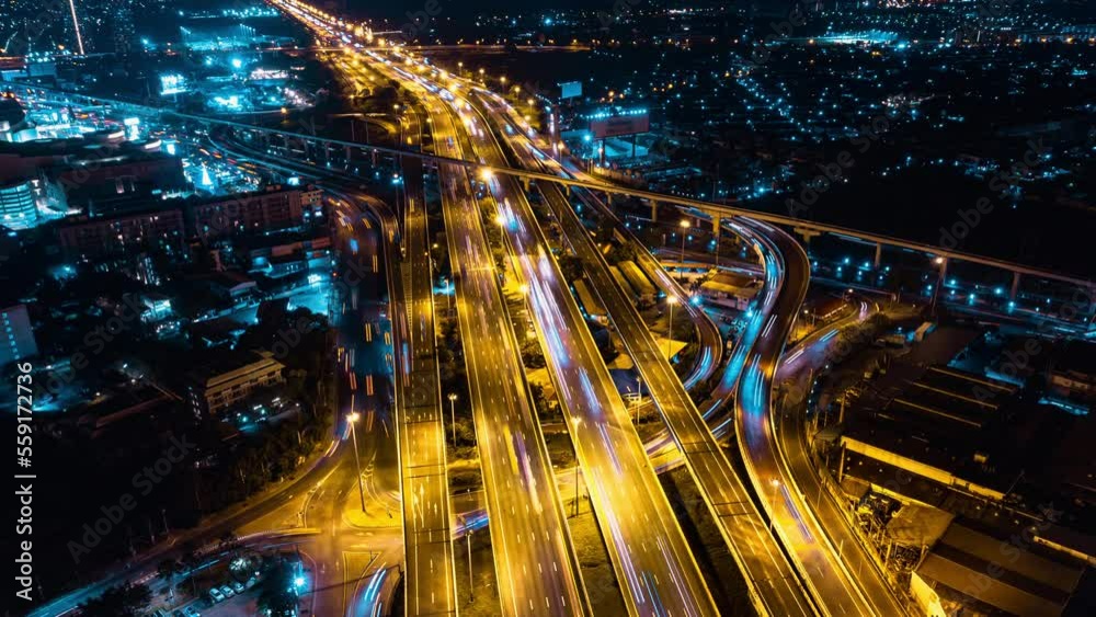 4K, Time Lapse of Modern Multilevel Motorway Junction with Expressway ...