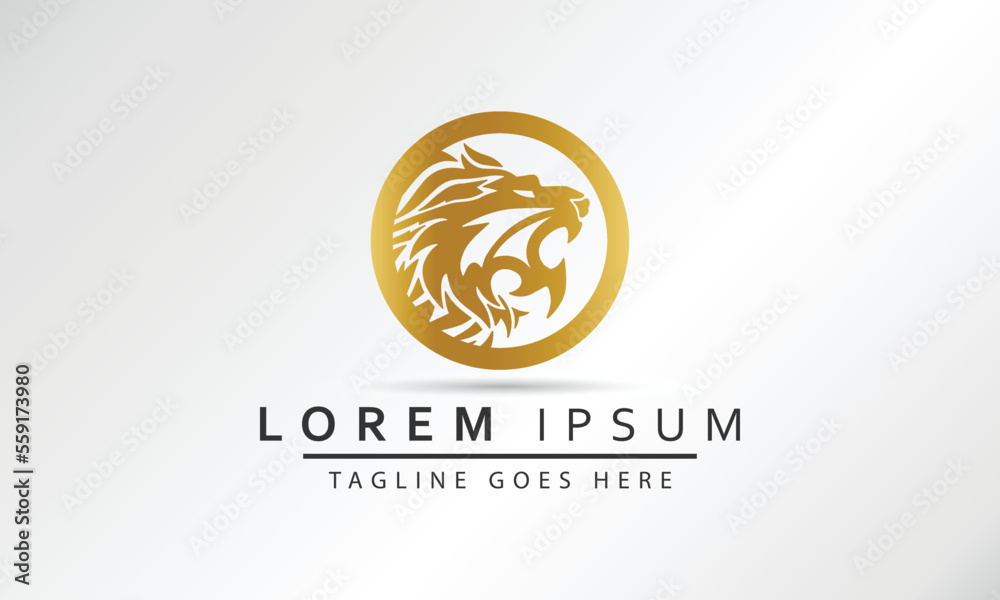 Circle Lion Head Logo Designs, Logo Golden Royal Premium Elegant Design ...