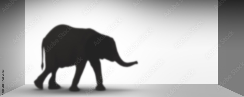 the elephant in a 3d room, symbolic concept banner and metaphor for ...