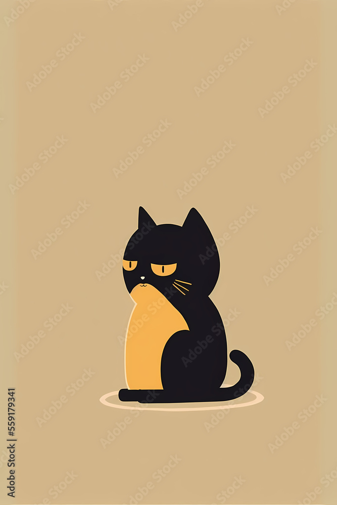 minimalistic realistic design of a cute cat, simple background ...
