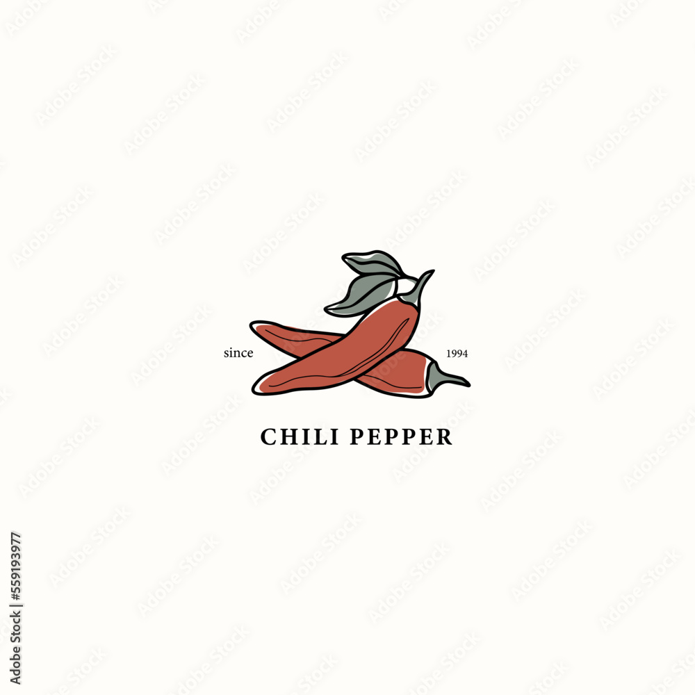 Line art chili pepper drawing Stock Vector | Adobe Stock