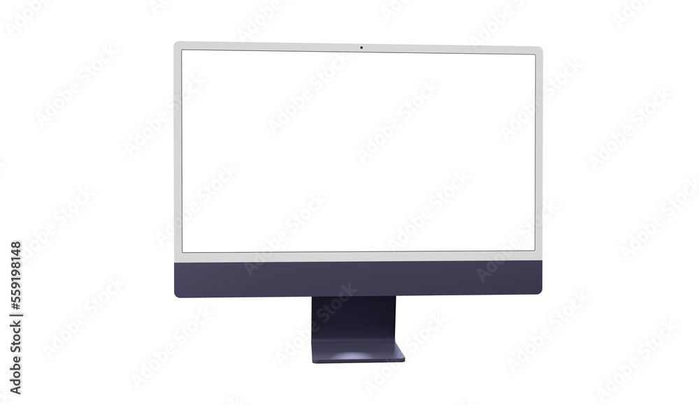 Computer monitor display with empty screen isolated on transparent ...