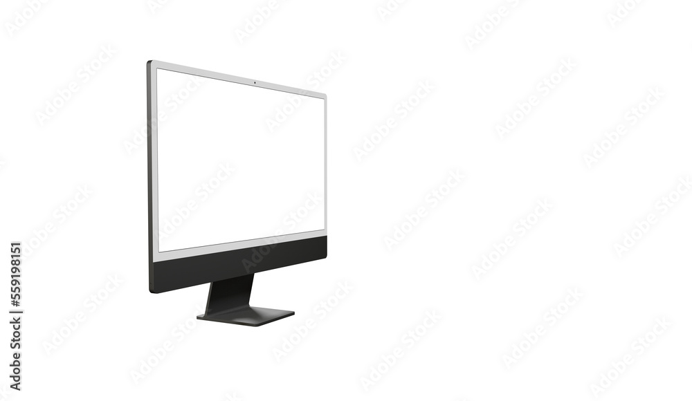 Computer monitor display with empty screen isolated on transparent ...