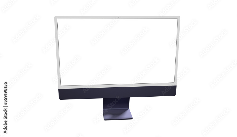 Computer monitor display with empty screen isolated on transparent ...