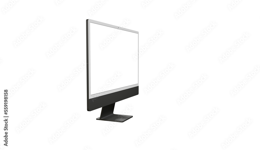 Computer monitor display with empty screen isolated on transparent ...