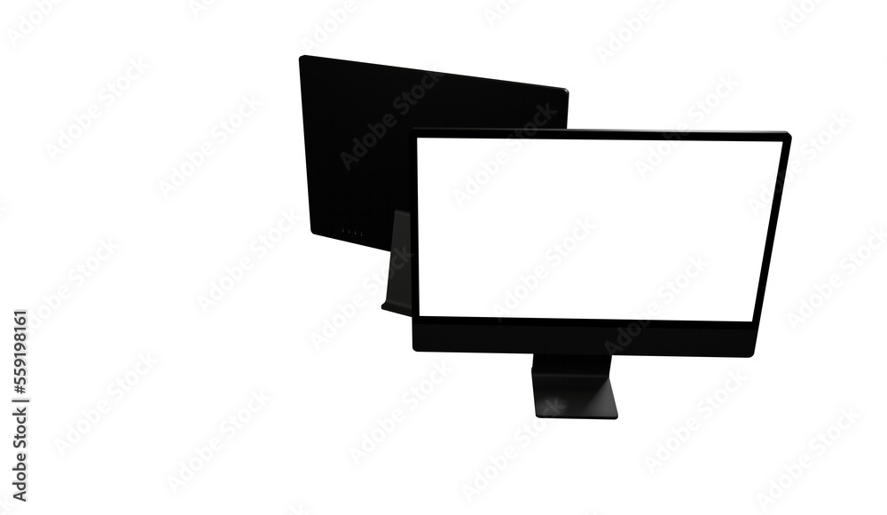 Computer monitor display with empty screen isolated on transparent ...