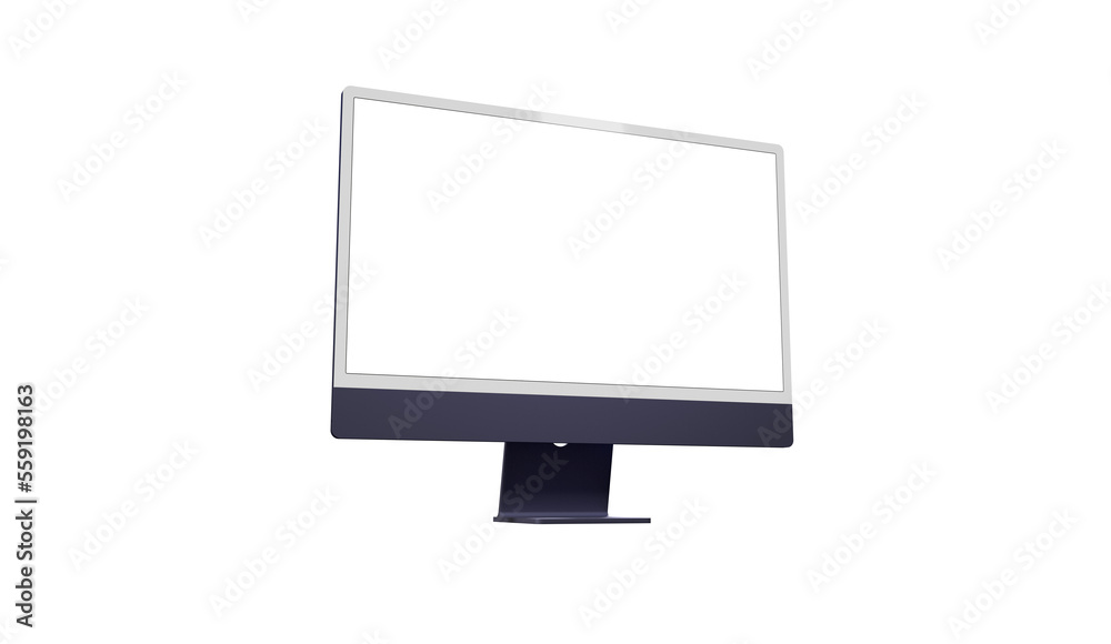 Computer monitor display with empty screen isolated on transparent ...