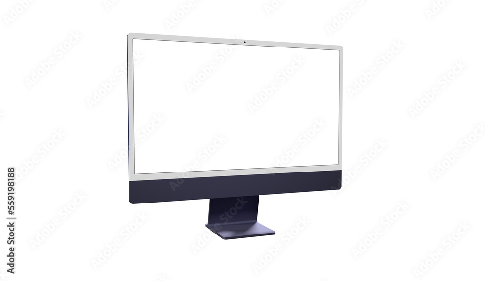 Computer monitor display with empty screen isolated on transparent ...