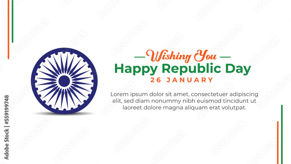 Happy Republic Day with 26 january Text Banner Template, Tri Color ...