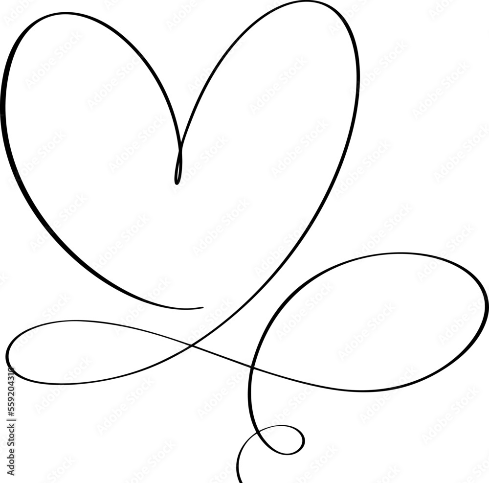 Vector curly heart and forever love sign. Infinity romantic symbol ...